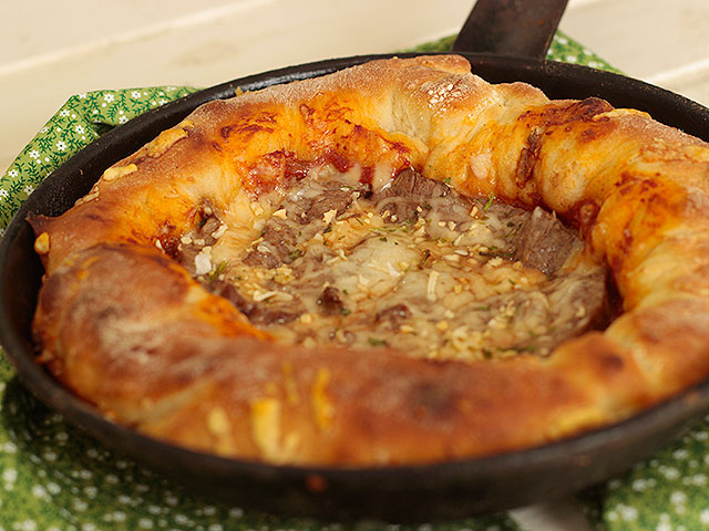 Receita Pizza Rústica de filé aos 4 queijos